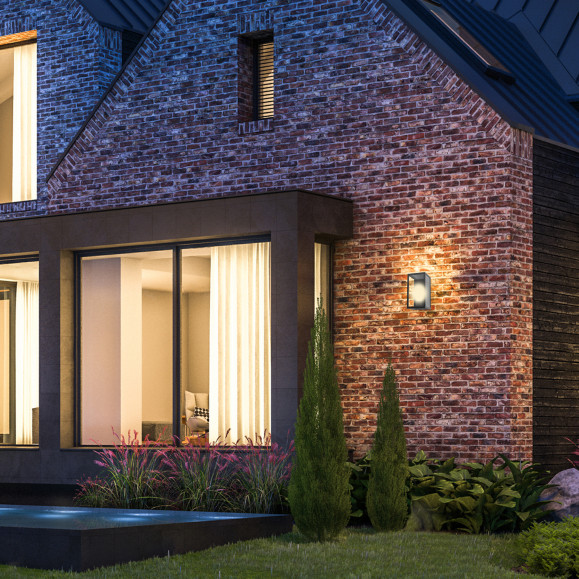 Aplique Pristol rectangular para bombilla E27 en color negro - Forlight